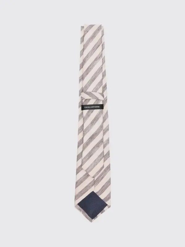 Tagliatore Regimental Striped Linen And Silk Tie - Dove Grey