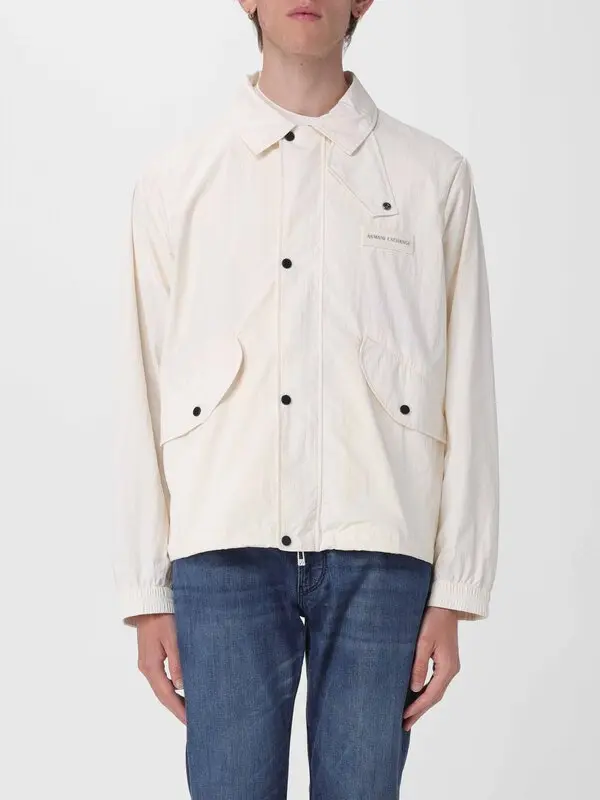Armani Exchange Shirt Jacket In Technical Fabric - White