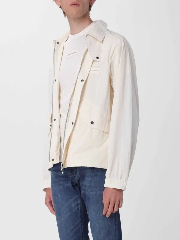 Armani Exchange Shirt Jacket In Technical Fabric - White