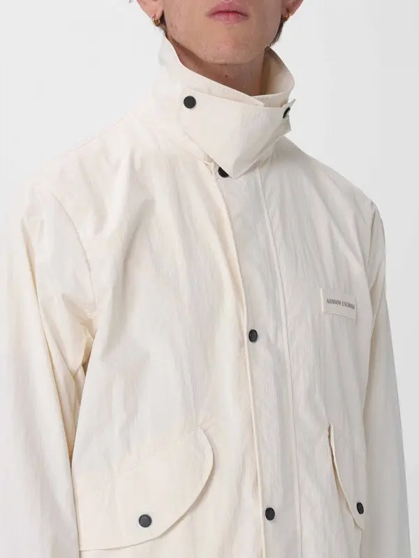 Armani Exchange Shirt Jacket In Technical Fabric - White