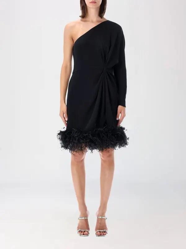 Valentino Garavani One-shoulder Silk Mini Evening Gown With Ostrich Feather Application