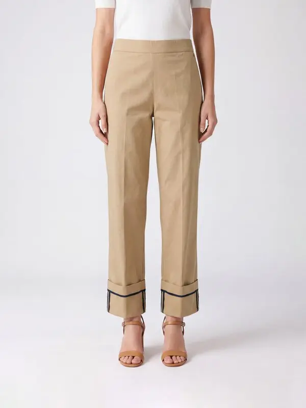 Herno High-waisted Wide-leg Pants In Water-repellent Cotton Gabardine - Camel