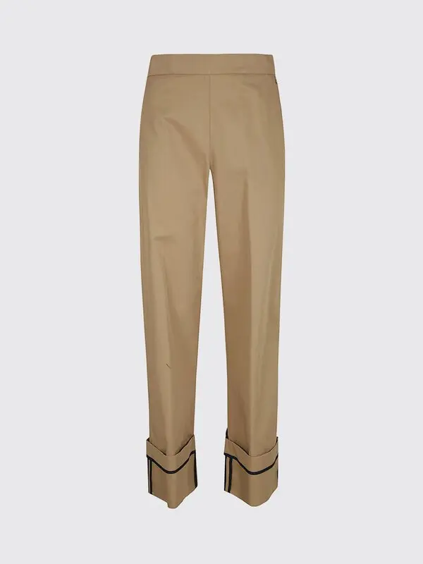 Herno High-waisted Wide-leg Pants In Water-repellent Cotton Gabardine - Camel