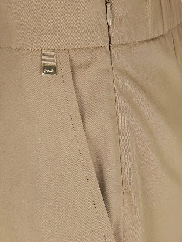 Herno High-waisted Wide-leg Pants In Water-repellent Cotton Gabardine - Camel