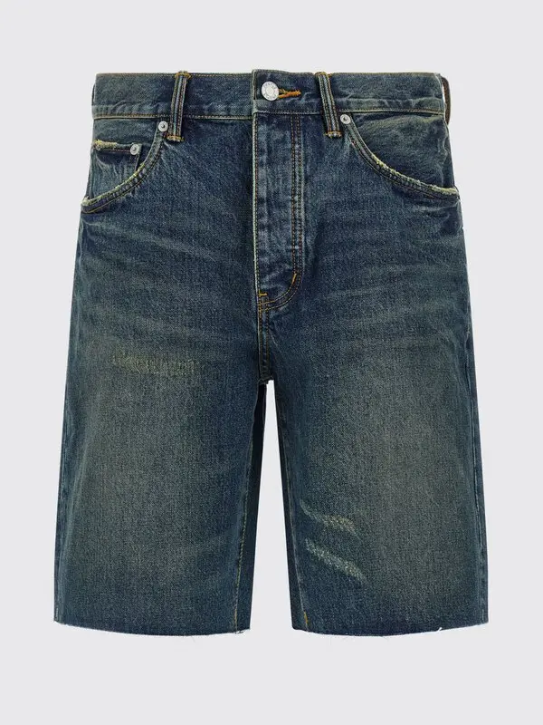 PURPLE BRAND 5-pocket Knee-length Cotton Denim Shorts