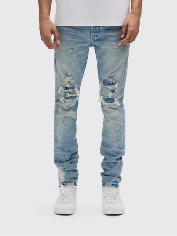 PURPLE BRAND Distressed Skinny Fit Mid-rise Denim Jeans