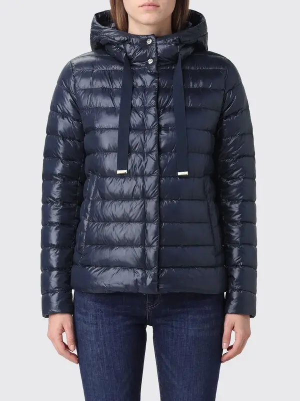 Herno Quilted Ultra-light Nylon Short Down Jacket With Hood - Navy