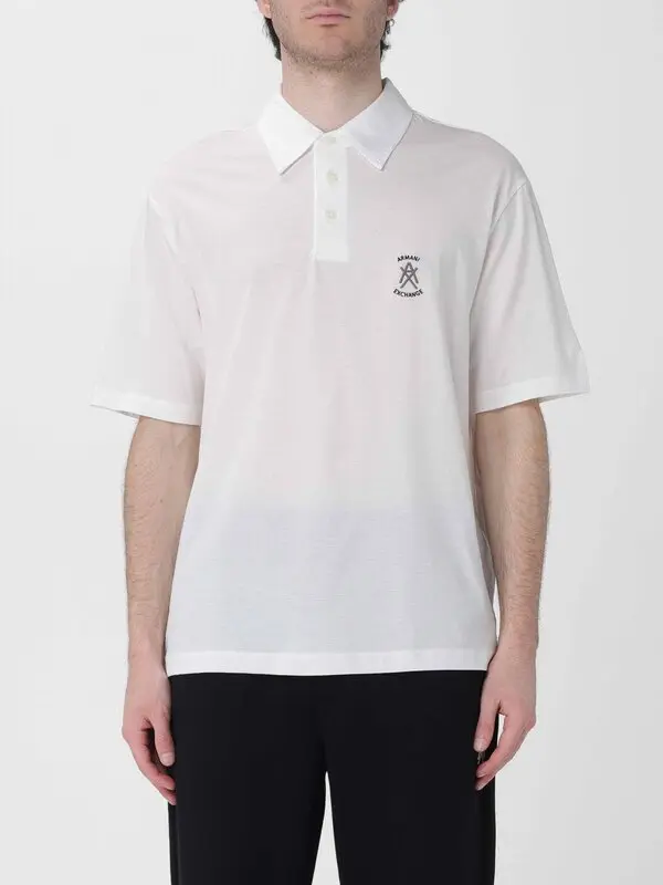 Armani Exchange Cotton Polo Shirt With Logo - Beige