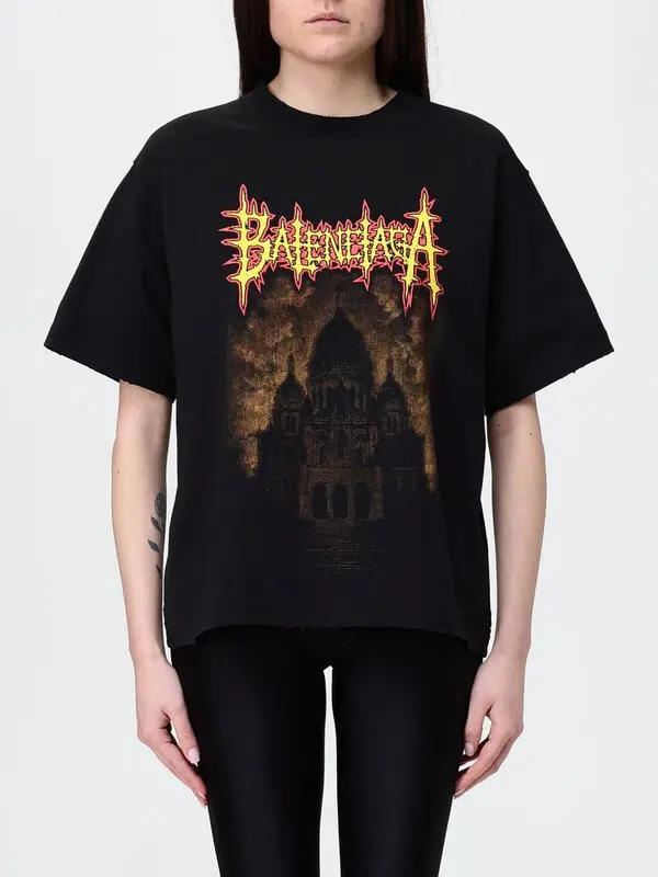 Balenciaga Cotton T-shirt With Graphic Print - Black