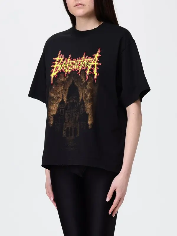 Balenciaga Cotton T-shirt With Graphic Print - Black