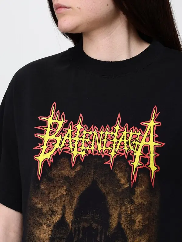 Balenciaga Cotton T-shirt With Graphic Print - Black