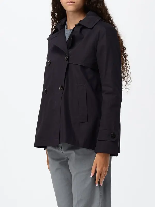 Herno Short Double-breasted Cotton Trench Coat With Hood And Cuff Straps