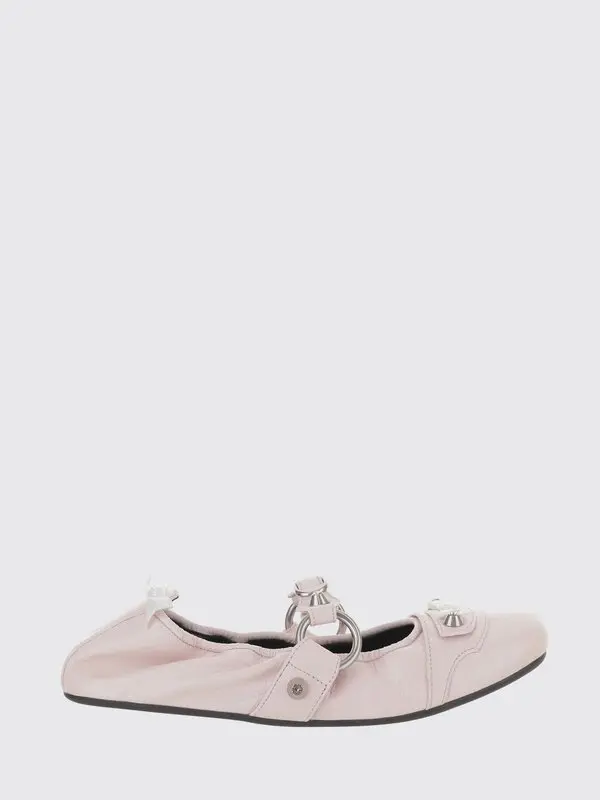 Balenciaga City Arena Leather Ballet Flats With Bow Detailing - Pink