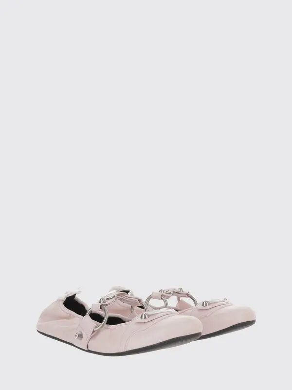 Balenciaga City Arena Leather Ballet Flats With Bow Detailing - Pink