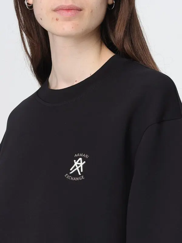 Armani Exchange Cotton Blend Crew-neck Sweatshirt With Logo