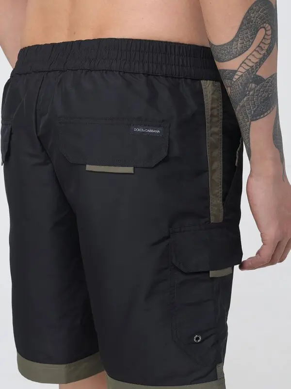 Dolce & Gabbana Polyester Cargo Swim Shorts With Elasticated Waist