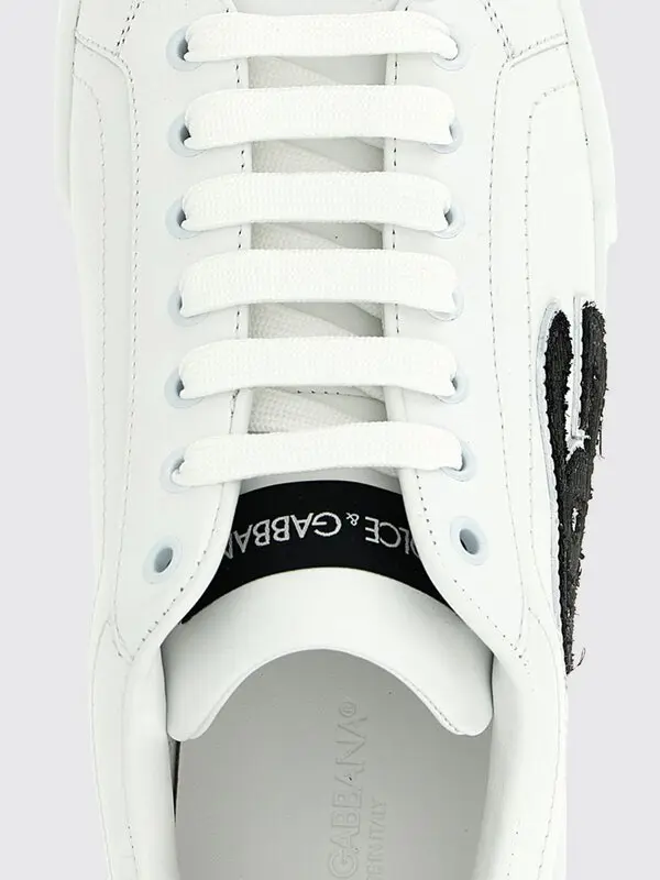 Dolce & Gabbana Portofino Light Low Top Leather Sneakers With Dg Patch