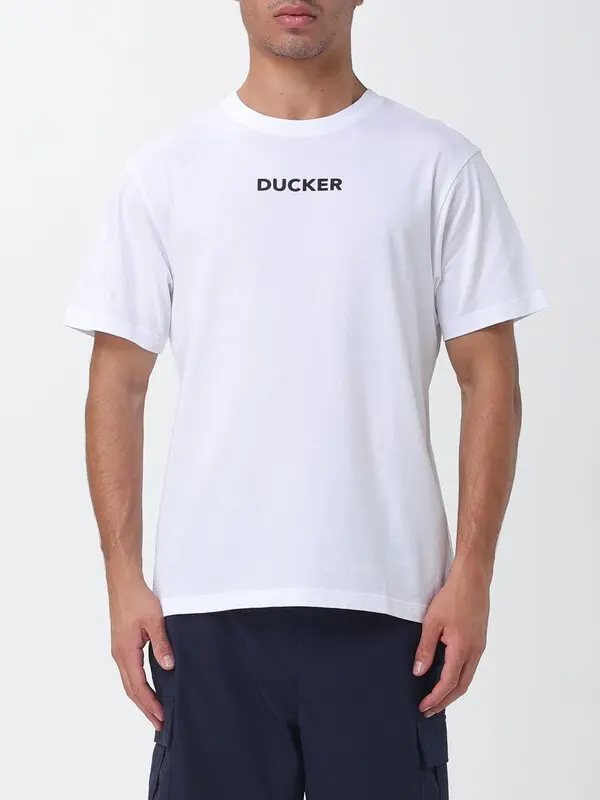 SAVE THE DUCK Cotton Crewneck T-shirt With Front Slogan Print By - White