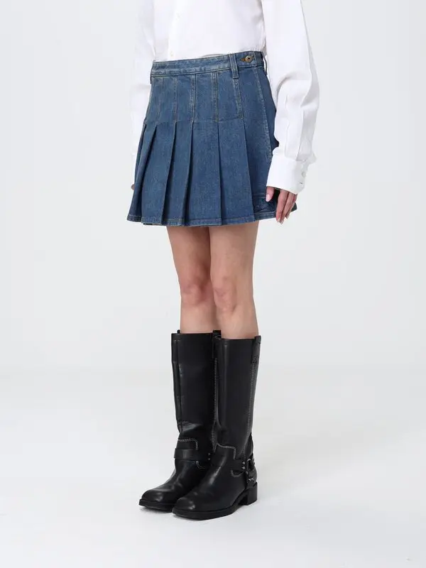 Burberry Pleated Denim Mini Skirt