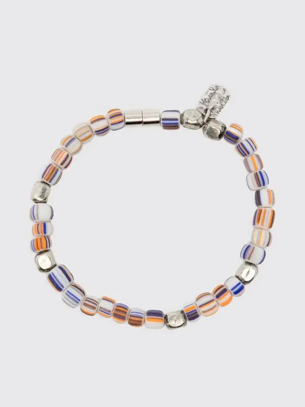 Paul Smith Striped Beaded Metal Bracelet - White