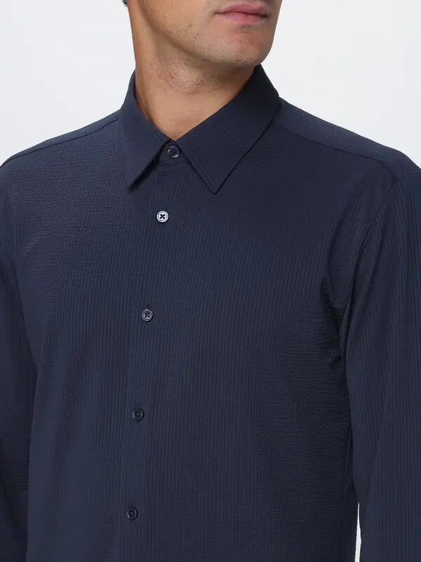 BOSS Cotton Blend Casual Shirt - Blue