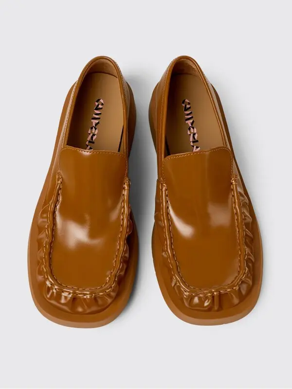 Camper Gathered Loafers - Brown