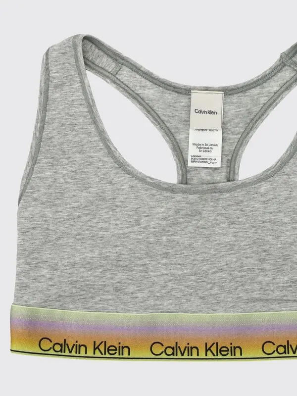 Calvin Klein Cotton And Modal Blend Bralette With Racerback - Grey