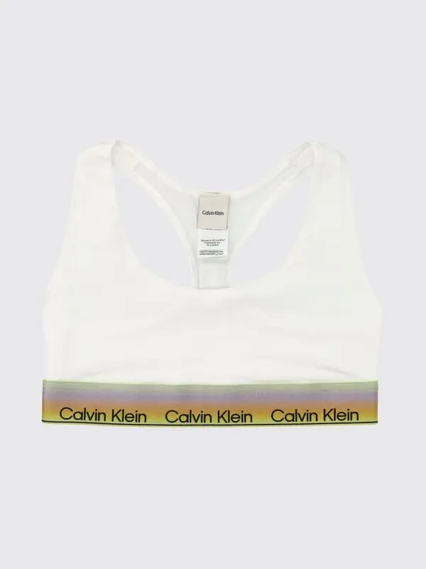 Calvin Klein Cotton And Modal Blend Bralette With Racerback - White