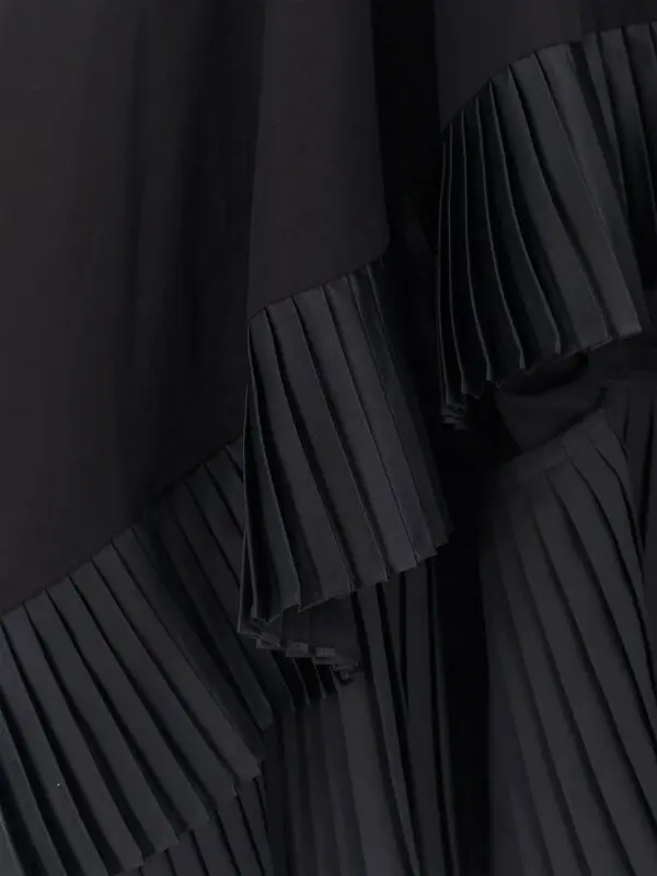 Sacai Cotton Dress With Pleated Hem