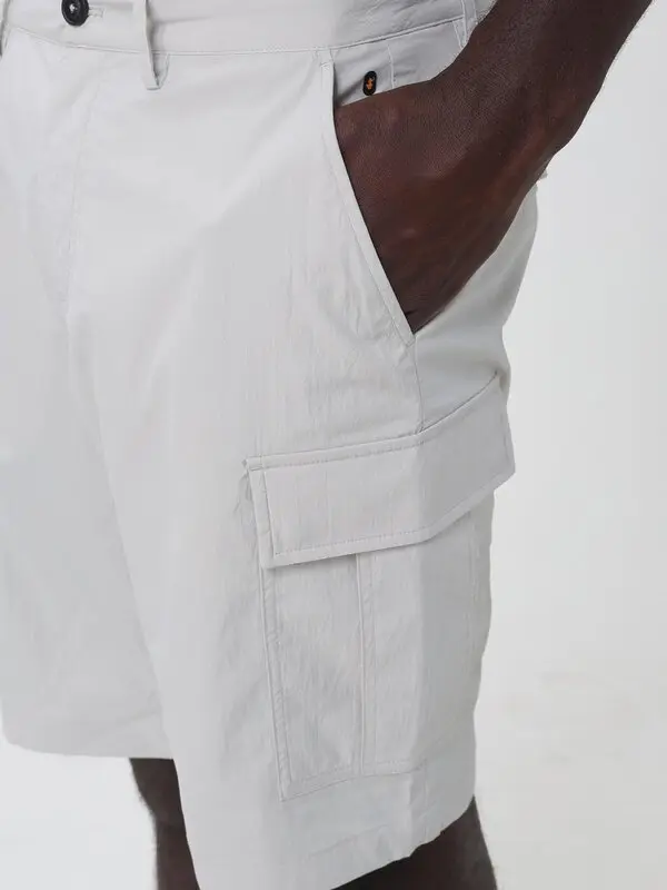 SAVE THE DUCK Technical Stretch Fabric Cargo Shorts With Belt Loops By - Sand