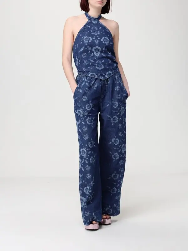 Pinko Floral Print Cotton Palazzo Trousers