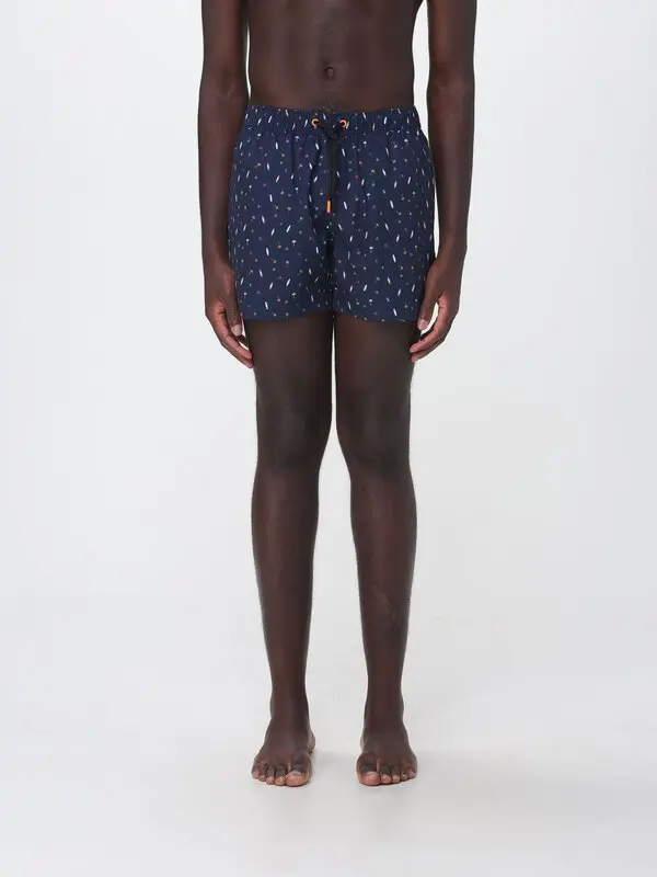 SAVE THE DUCK Graphic Print Swim Shorts With Elasticated Drawstring Waist By - Blue 1