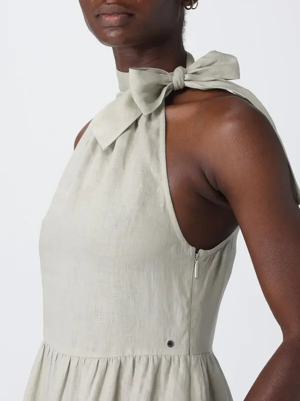 Armani Exchange Halteneck Dress With Bow Detail And Ruffled Hem