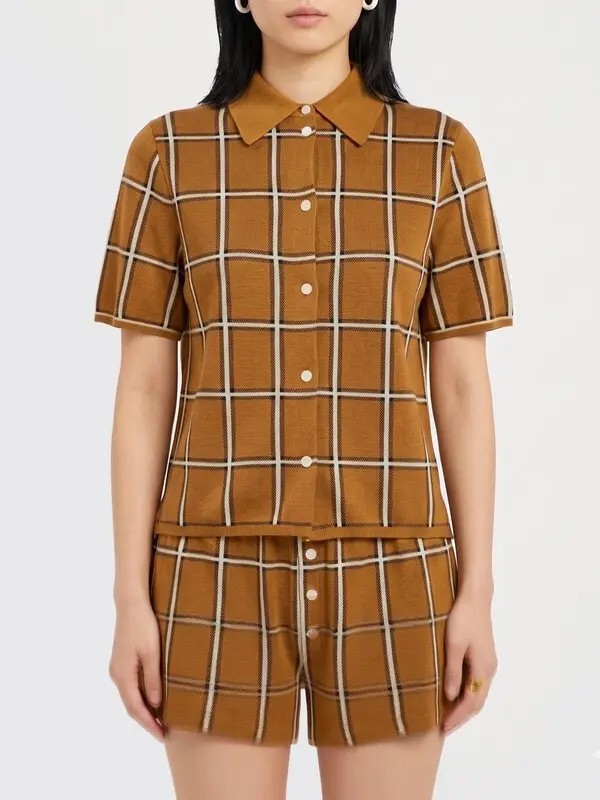Guest In Residence Check Linen And Silk Casual Shirt - Brown