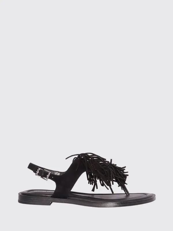 Michael Kors Indra Suede Sandal With Fringes - Black