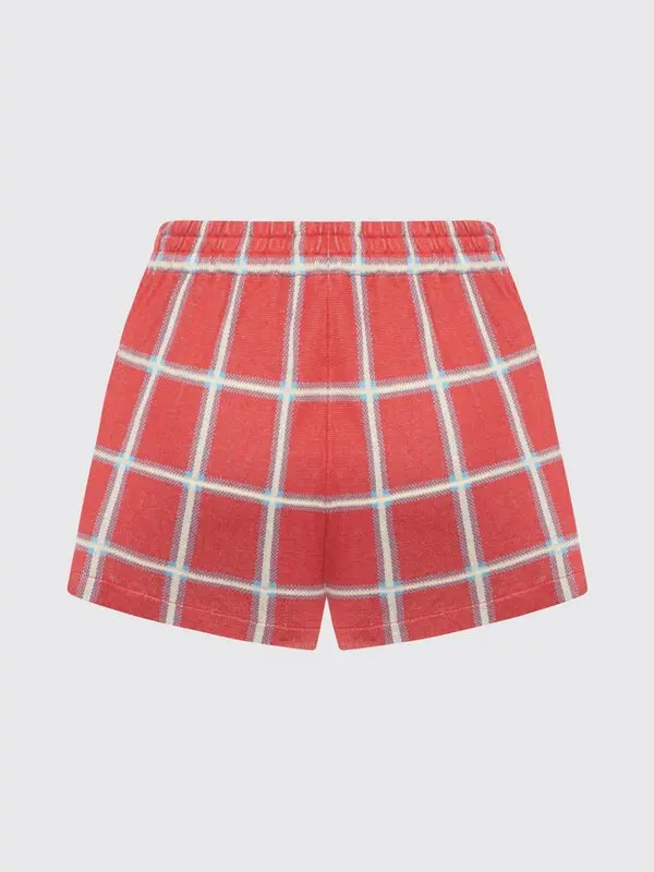 Guest In Residence Checked Silk And Linen Shorts - Red