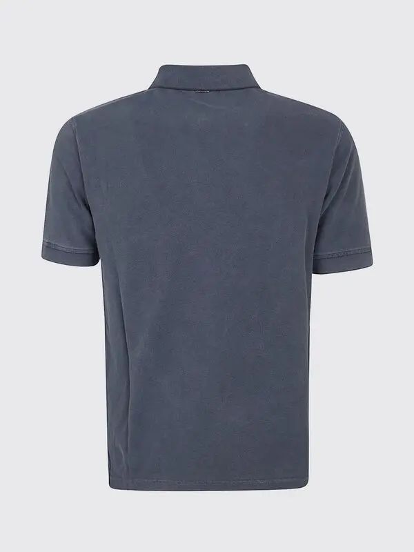Herno Slim Fit Short-sleeve Cotton Polo Shirt With Ribbed Collar - Blue