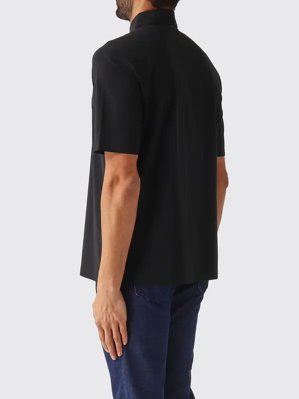 Herno Short-sleeved Cotton Polo Shirt With Classic Collar And Three-button Placket - Black