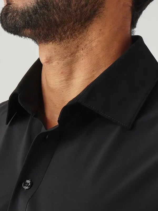 Herno Short-sleeved Cotton Polo Shirt With Classic Collar And Three-button Placket - Black