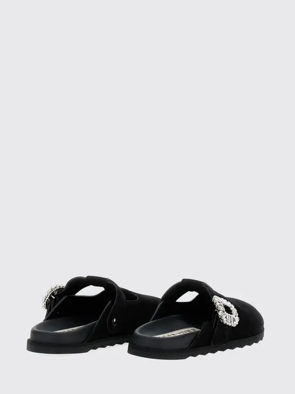 ROGER VIVIER Slidy Viv Suede Mules With Crystal Buckle