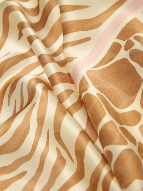 MC2 SAINT BARTH Animalier Print Square Silk Scarf - Beige
