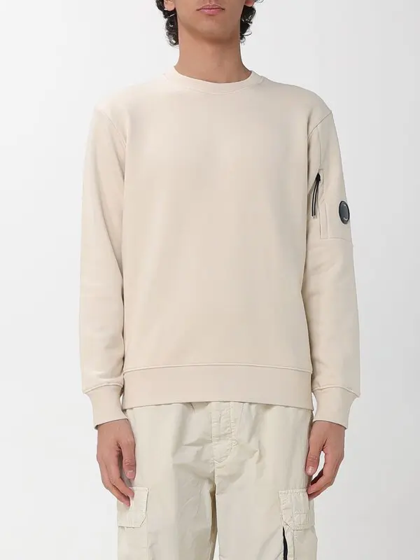 C.P. COMPANY Crewneck Sweatshirt With Lens Detail - Cream