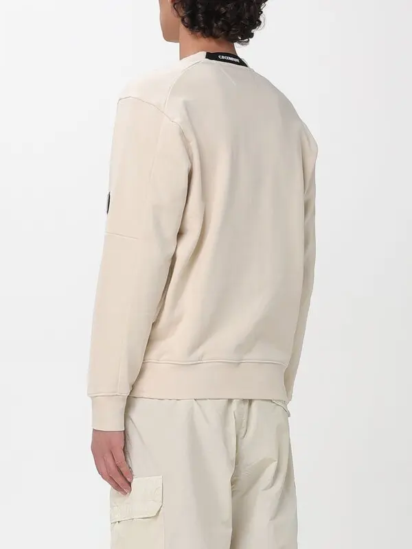 C.P. COMPANY Crewneck Sweatshirt With Lens Detail - Cream
