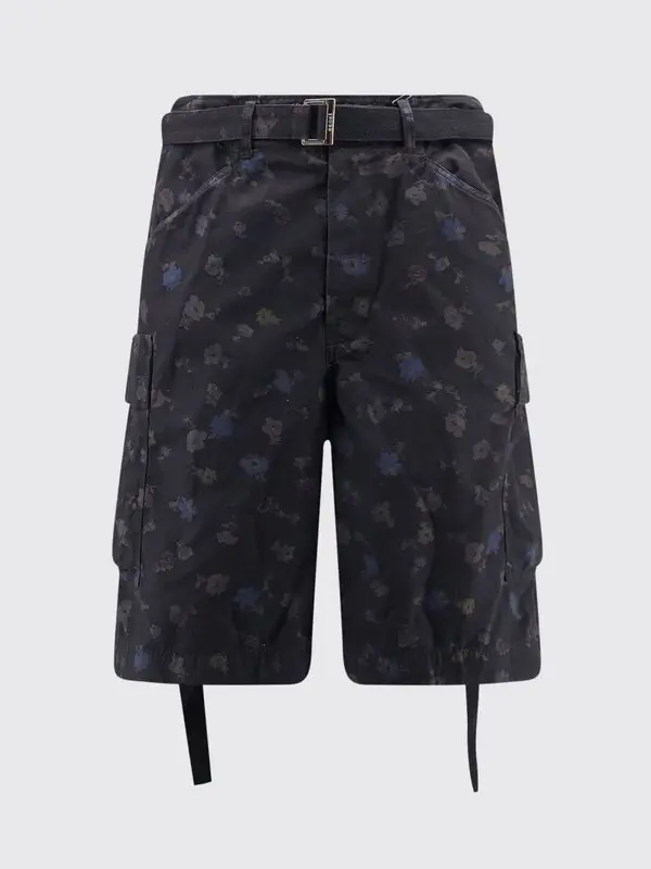 Sacai Belted Floral Print Cotton Cargo Shorts