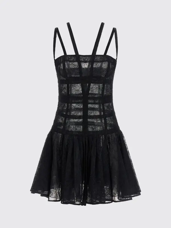 GIOVANNI BEDIN A-line Lace Bustier Mini Dress - Black
