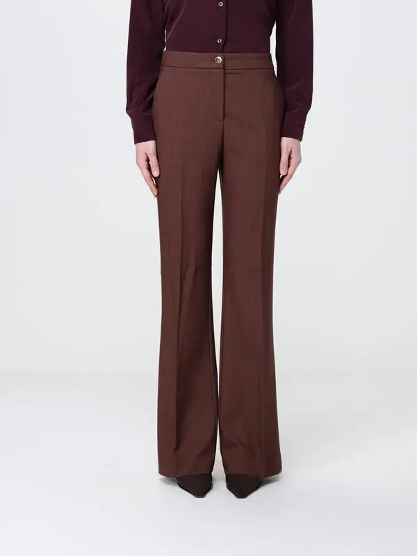 Pinko Flared Trousers In Stretch Viscose - Brown