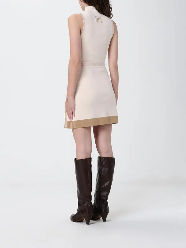 Elisabetta Franchi Sleeveless High Neck Belted Dress With Slit