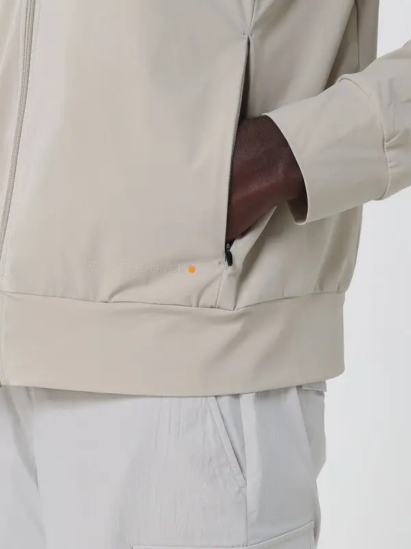 SAVE THE DUCK Luiz Technical Stretch Nylon Zip-up Hoodie - Beige