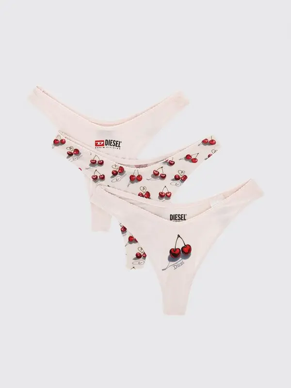 DIESEL® Set Of 3 Printed Cotton Briefs With Cherry Logo - Ocher