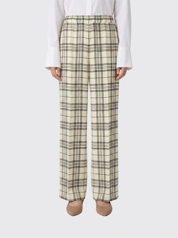 JIL SANDER High-waisted Check Print Wide-leg Viscose Trousers